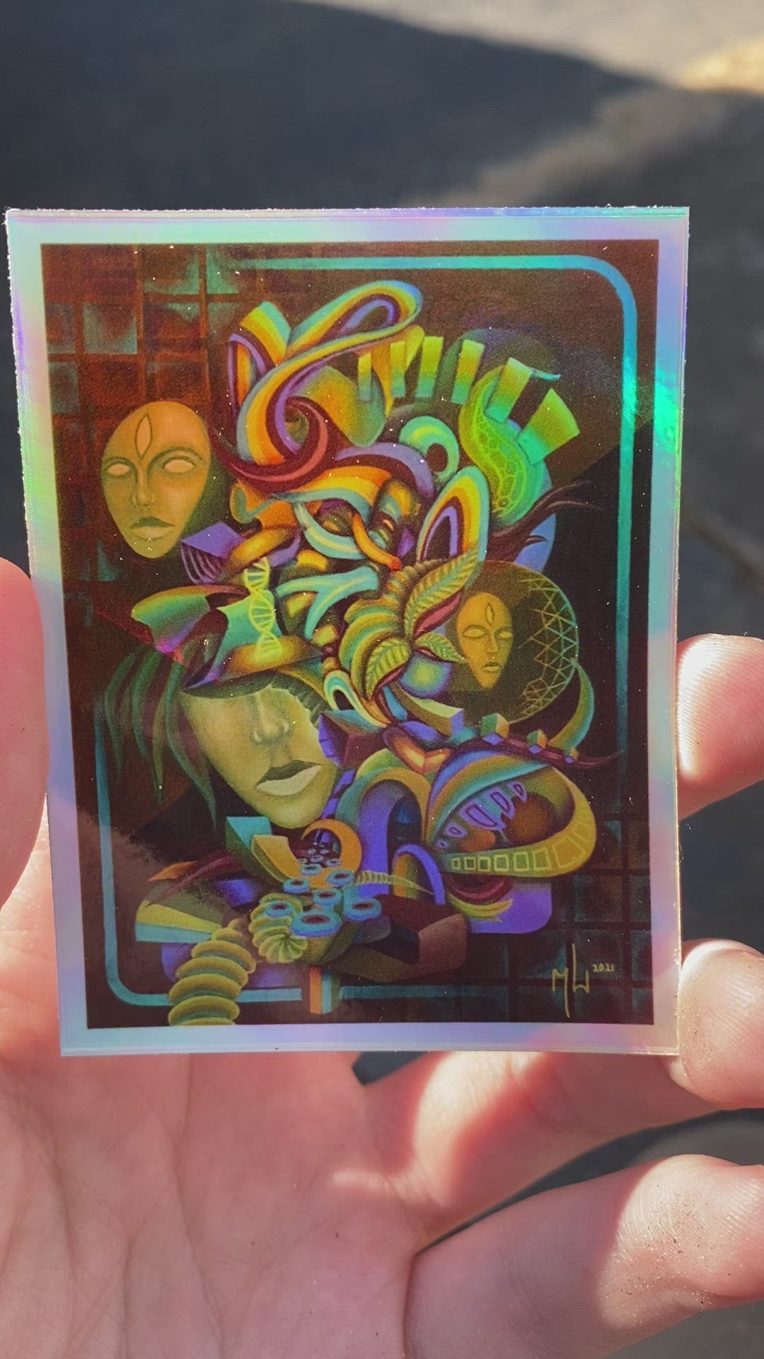 Broken Identity Rainbow Holographic Sticker – Art of Morgan Cohen